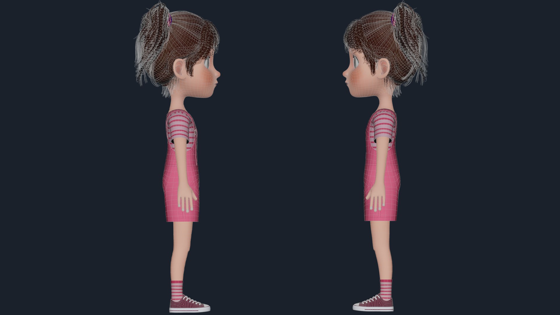3D Model Cartoon Girl Rigged - TurboSquid 2170754