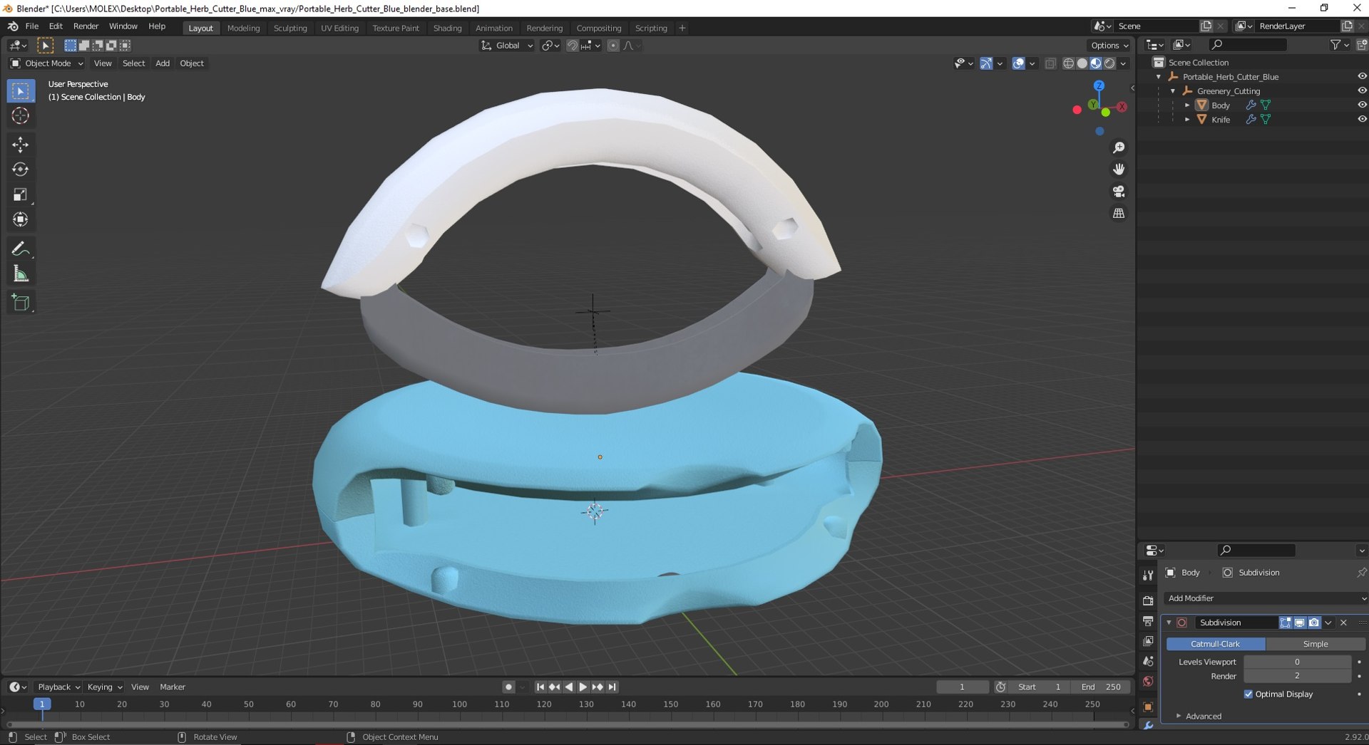 Portable Herb Cutter Blue 3D Model - TurboSquid 2111841