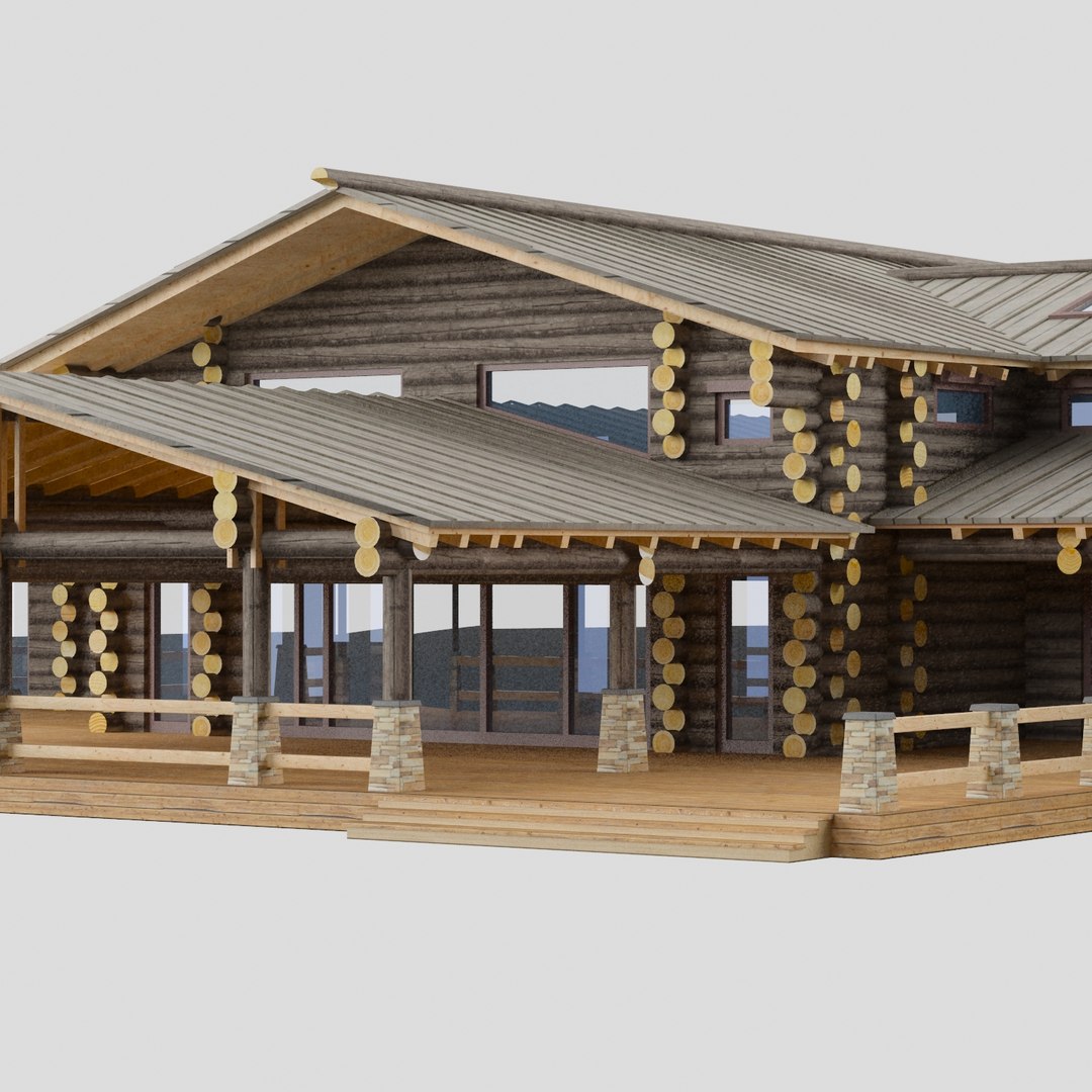 Cottage log house model - TurboSquid 1463570