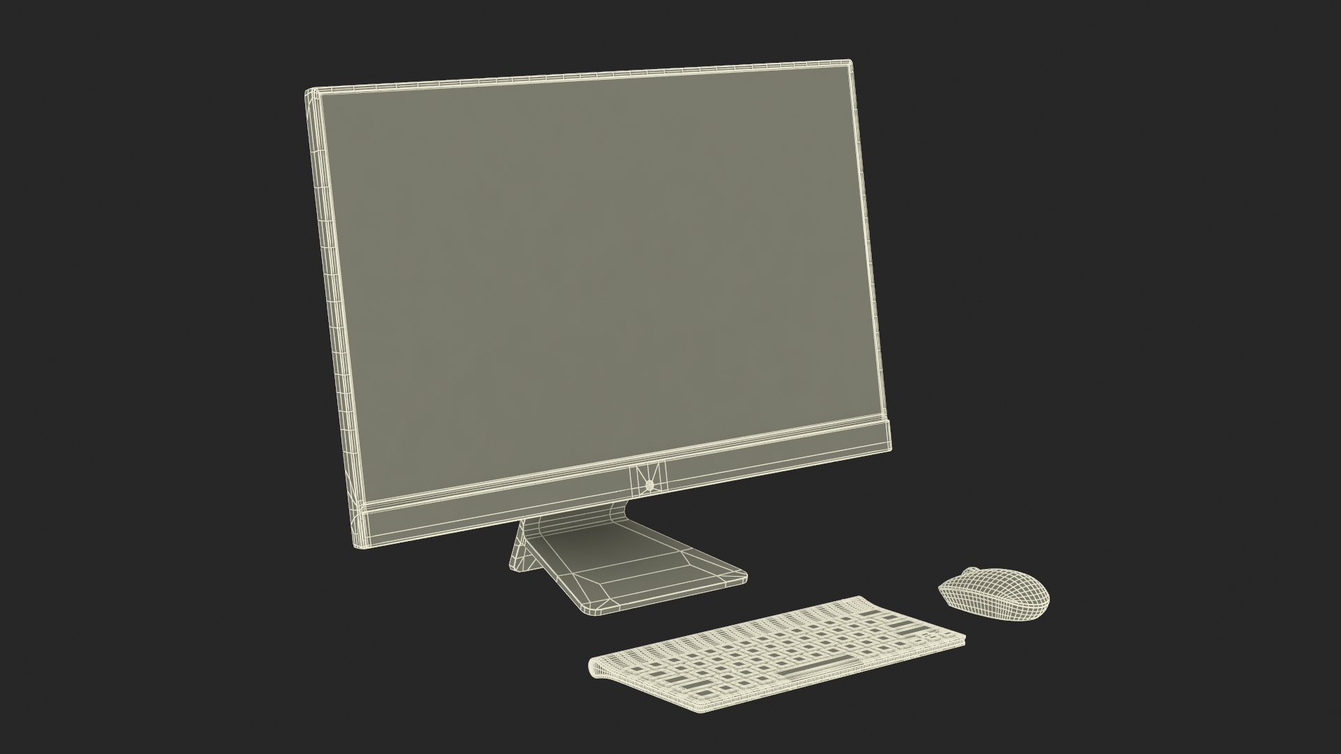 All-in-One Desktop Computer With Keyboard And Mouse 3D Model - TurboSquid 2368958