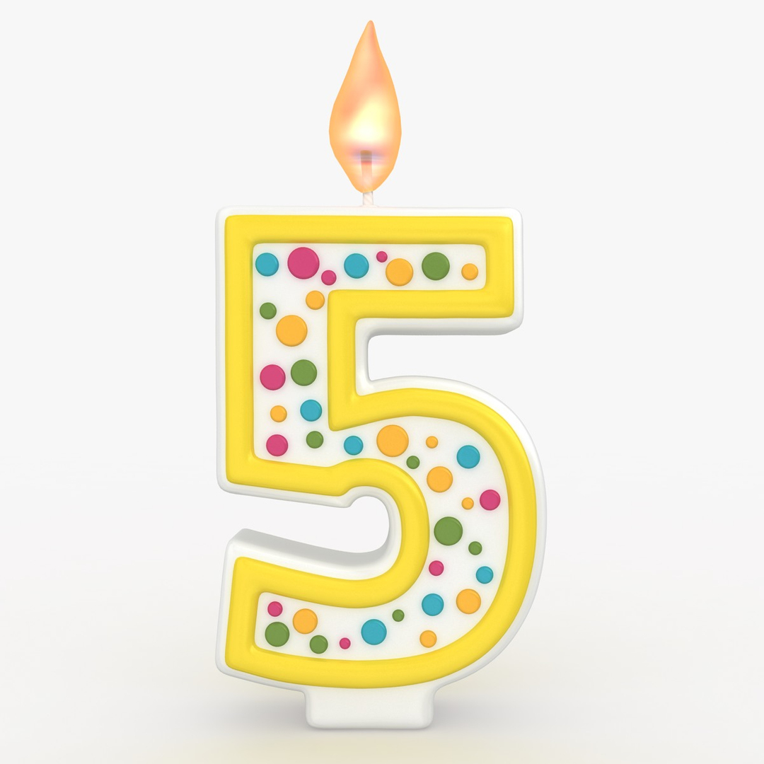 3d Model Realistic Number Candle 5