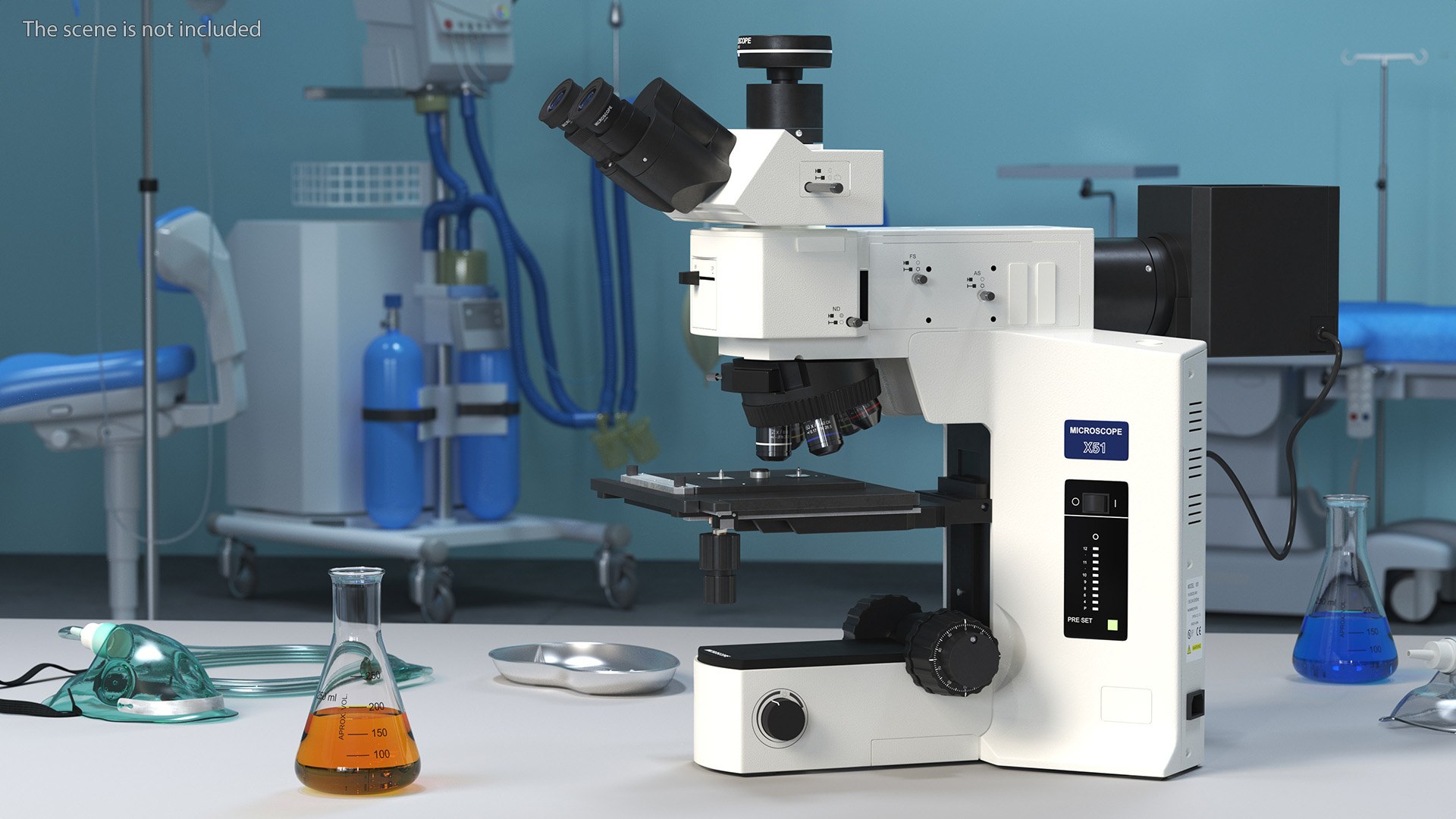 Professional Trinocular Upright Fluorescence Microscope 3D Model ...