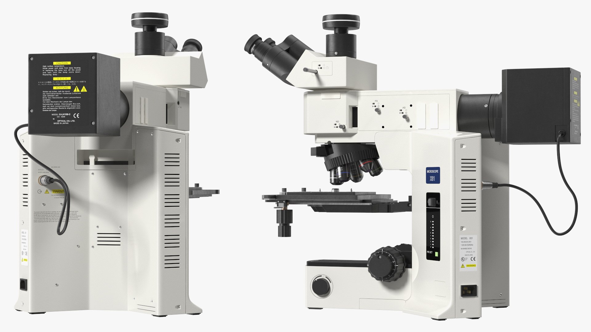 Professional Trinocular Upright Fluorescence Microscope 3D Model ...