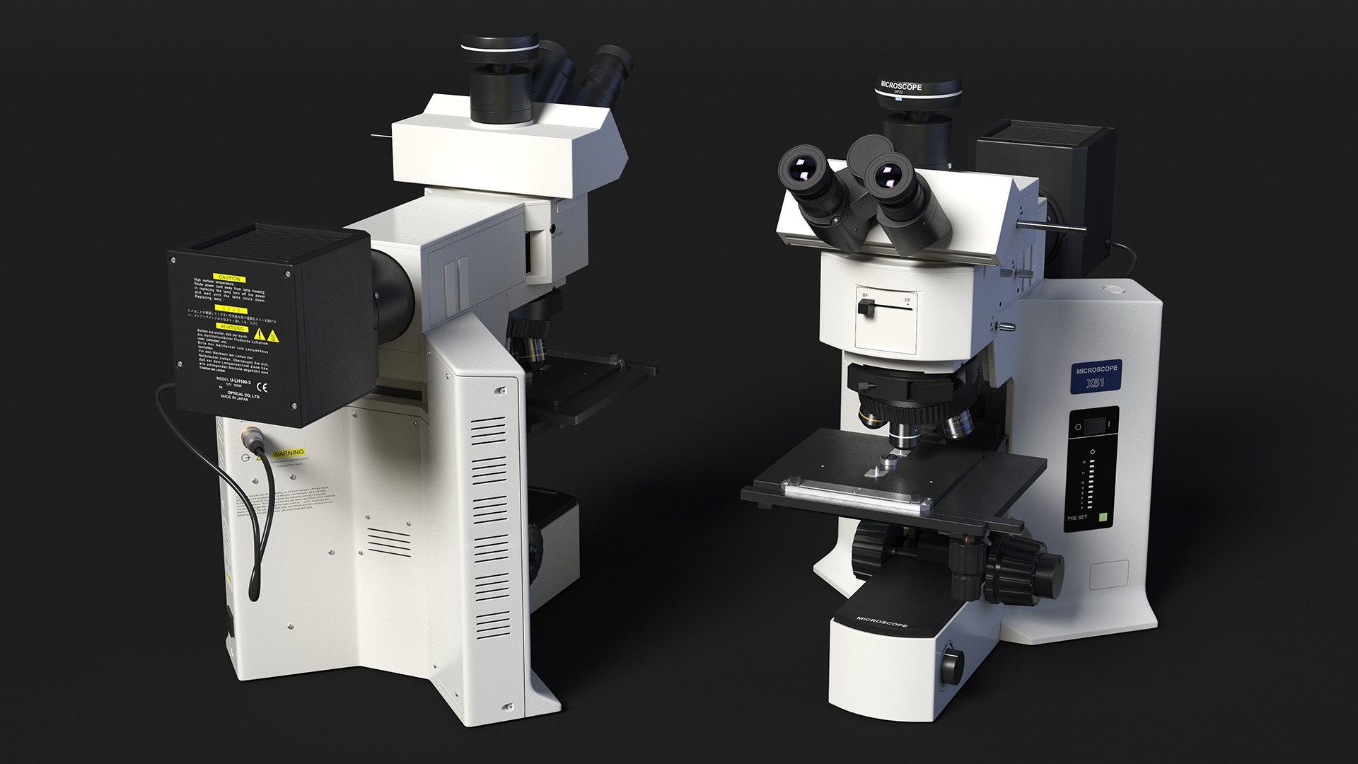 Professional Trinocular Upright Fluorescence Microscope 3D Model ...