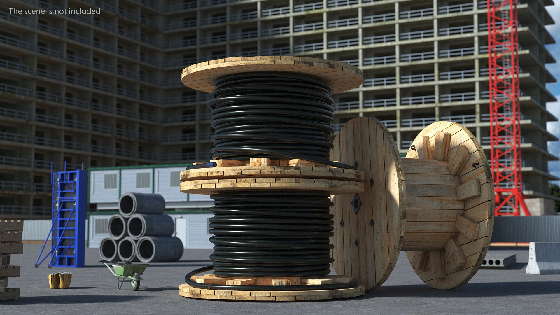 3D Stack Of Wooden Cable Reels - TurboSquid 2268811