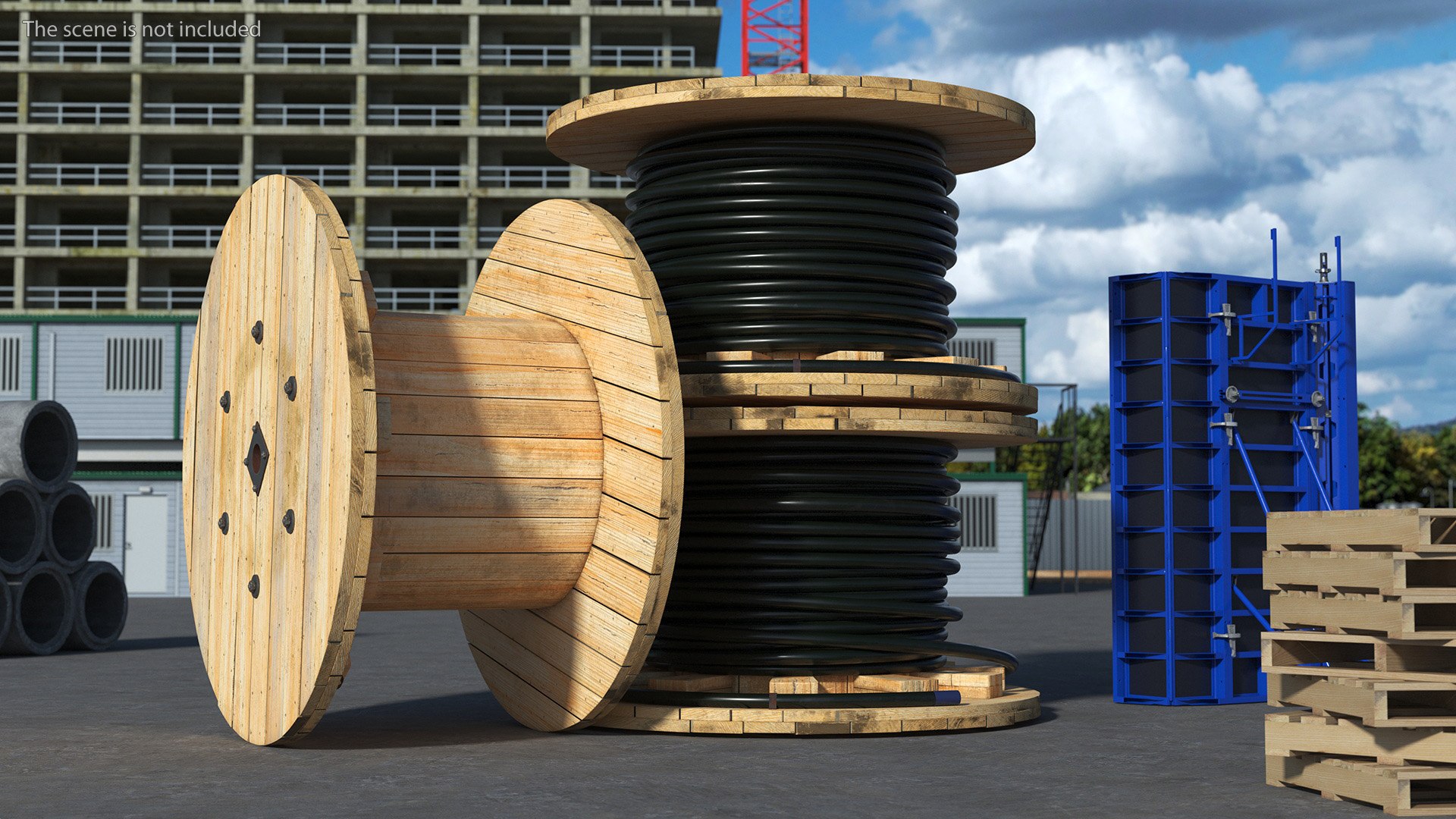 3D Stack Of Wooden Cable Reels - TurboSquid 2268811