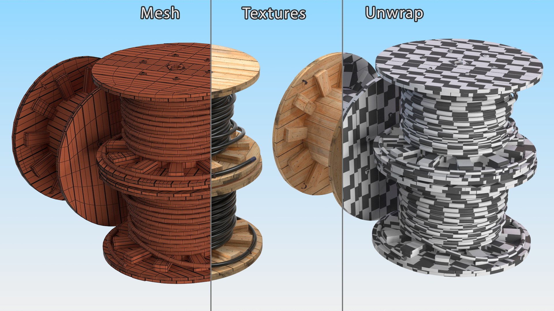 3D Stack Of Wooden Cable Reels - TurboSquid 2268811