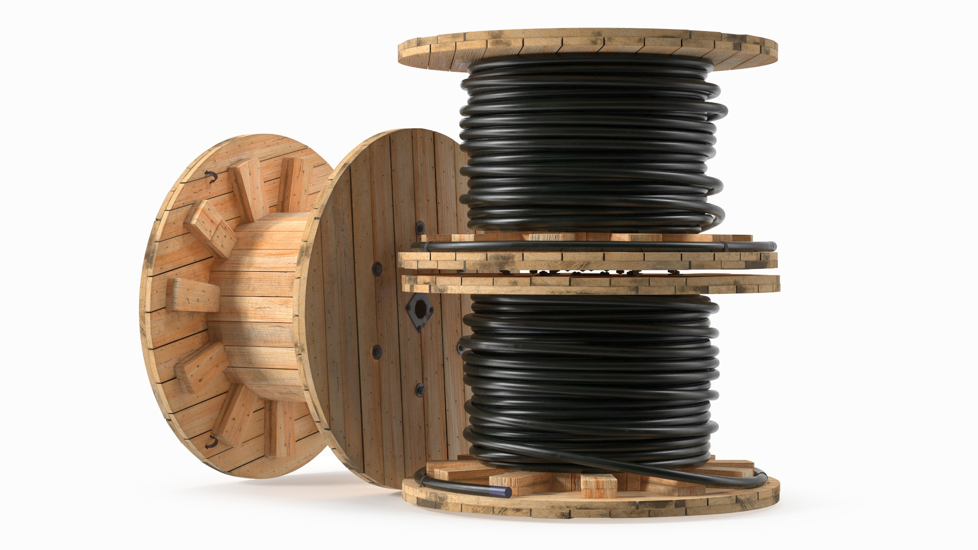 3D Stack Of Wooden Cable Reels - TurboSquid 2268811