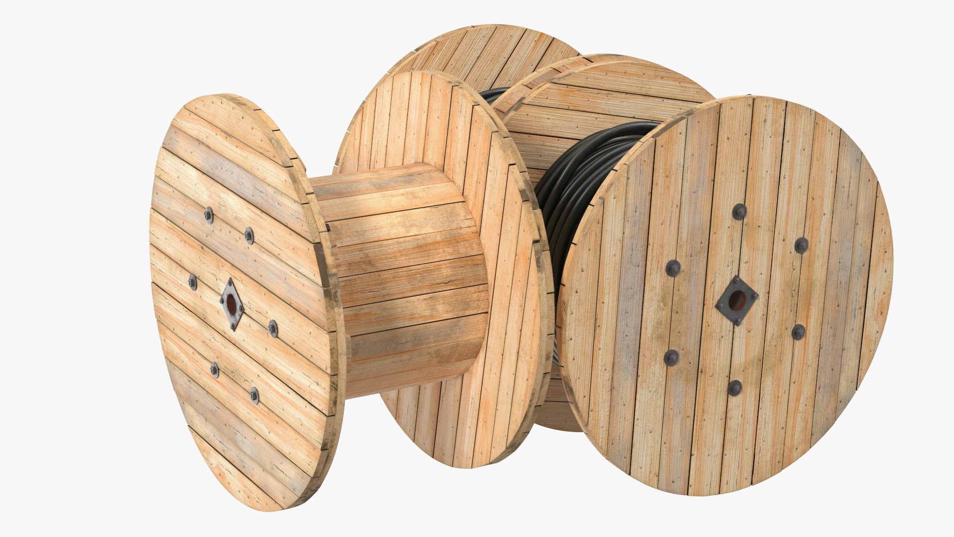 3D Stack Of Wooden Cable Reels - TurboSquid 2268811