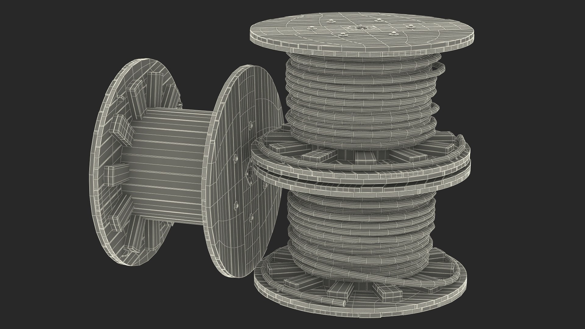 3D Stack Of Wooden Cable Reels - TurboSquid 2268811