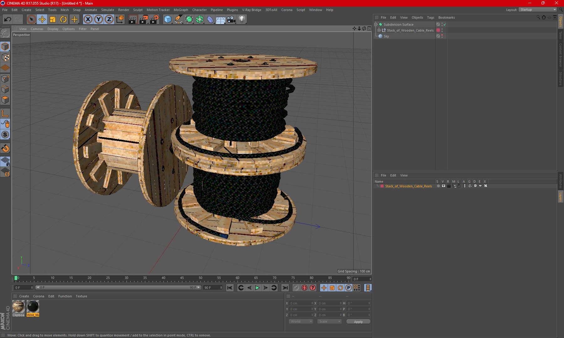 3D Stack Of Wooden Cable Reels - TurboSquid 2268811