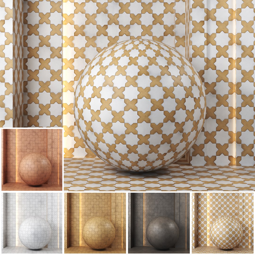 3D Model Equipe Kasbah Star Cross Tile - 4K Seamless PBR 6 Colors - TurboSquid 2369256