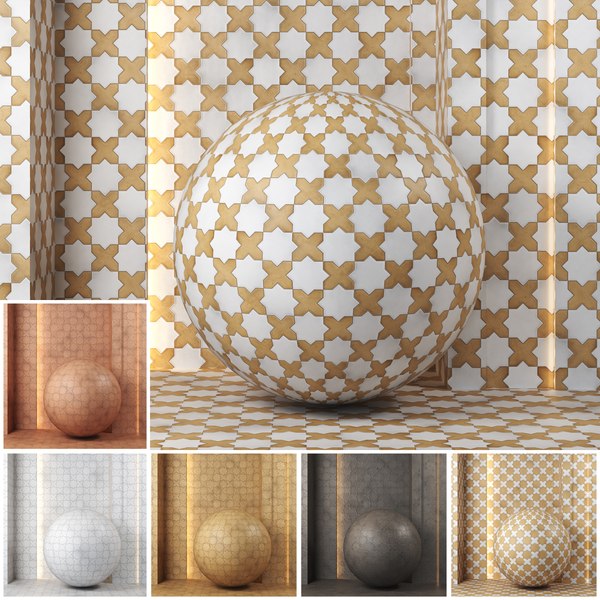 Equipe Kasbah Star Cross Tile - 4K Seamless PBR 6가지 색상 3D 모델 - TurboSquid 2369256
