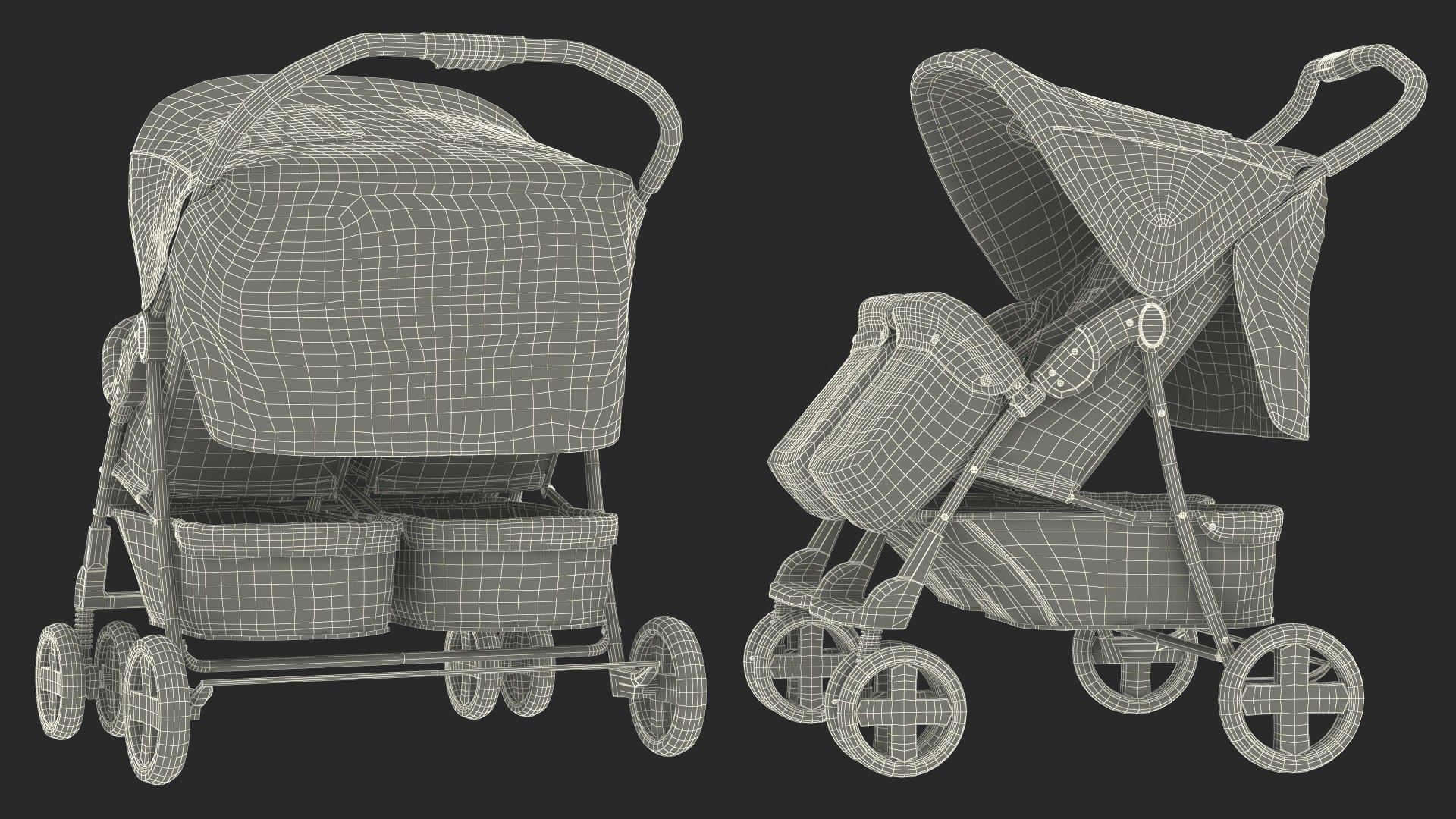 3D Baby Twin Carriage - TurboSquid 2070403