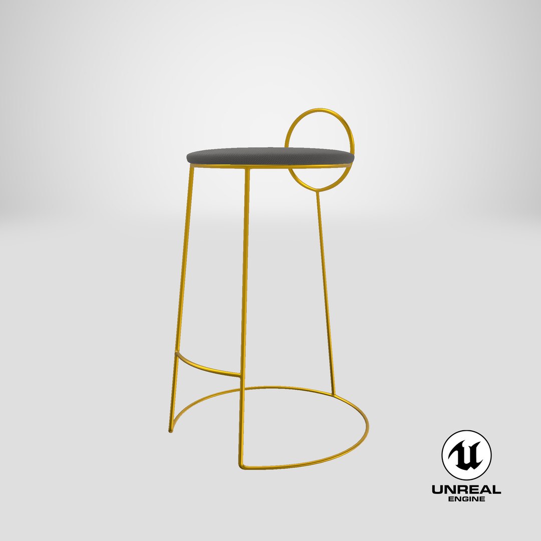 3D Golden Bar Stool Model - TurboSquid 1958095