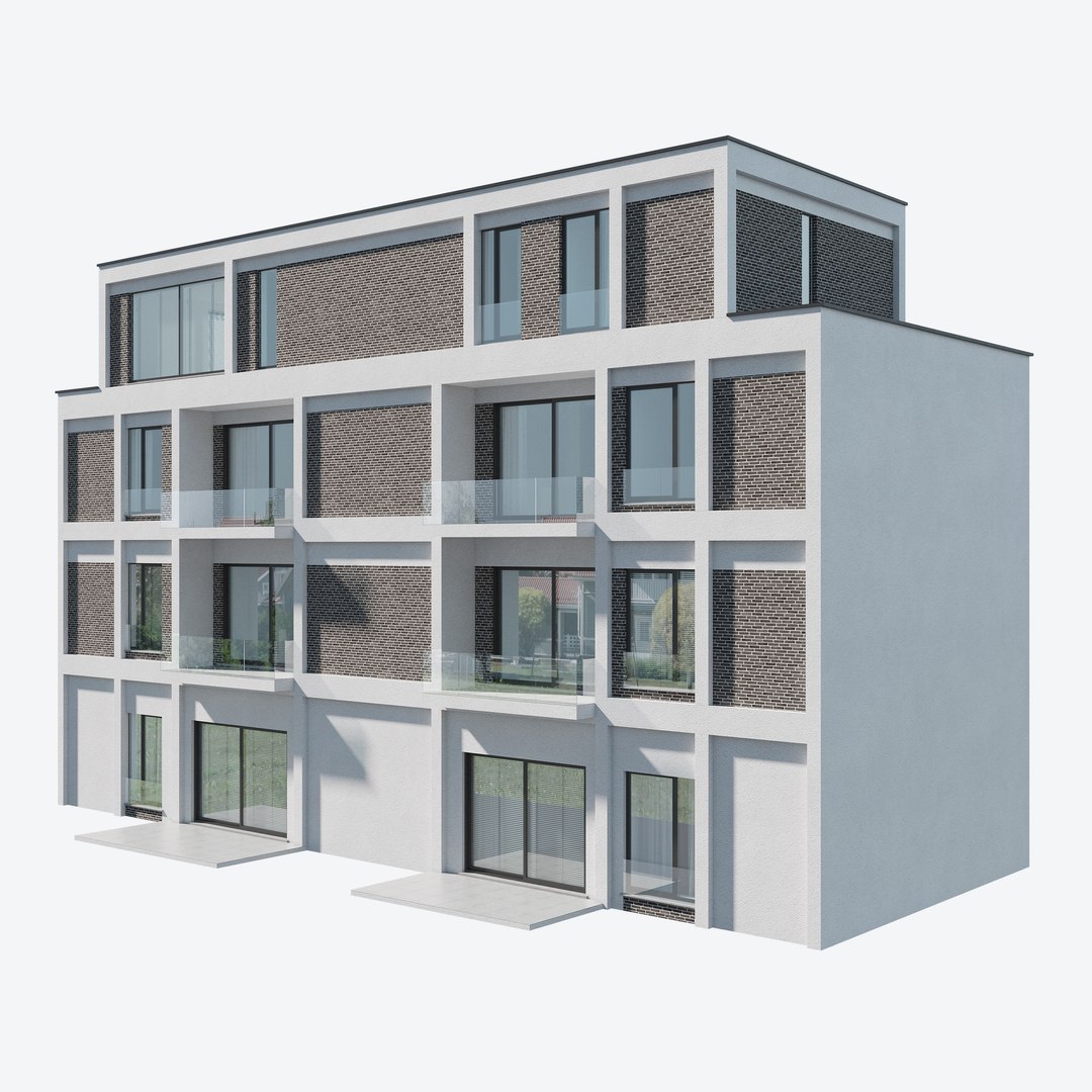 3D Model Modern Apartment Building 1 - TurboSquid 2147745