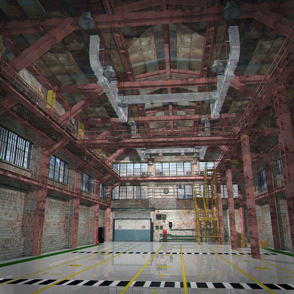 photorealistic old factory 3d model
