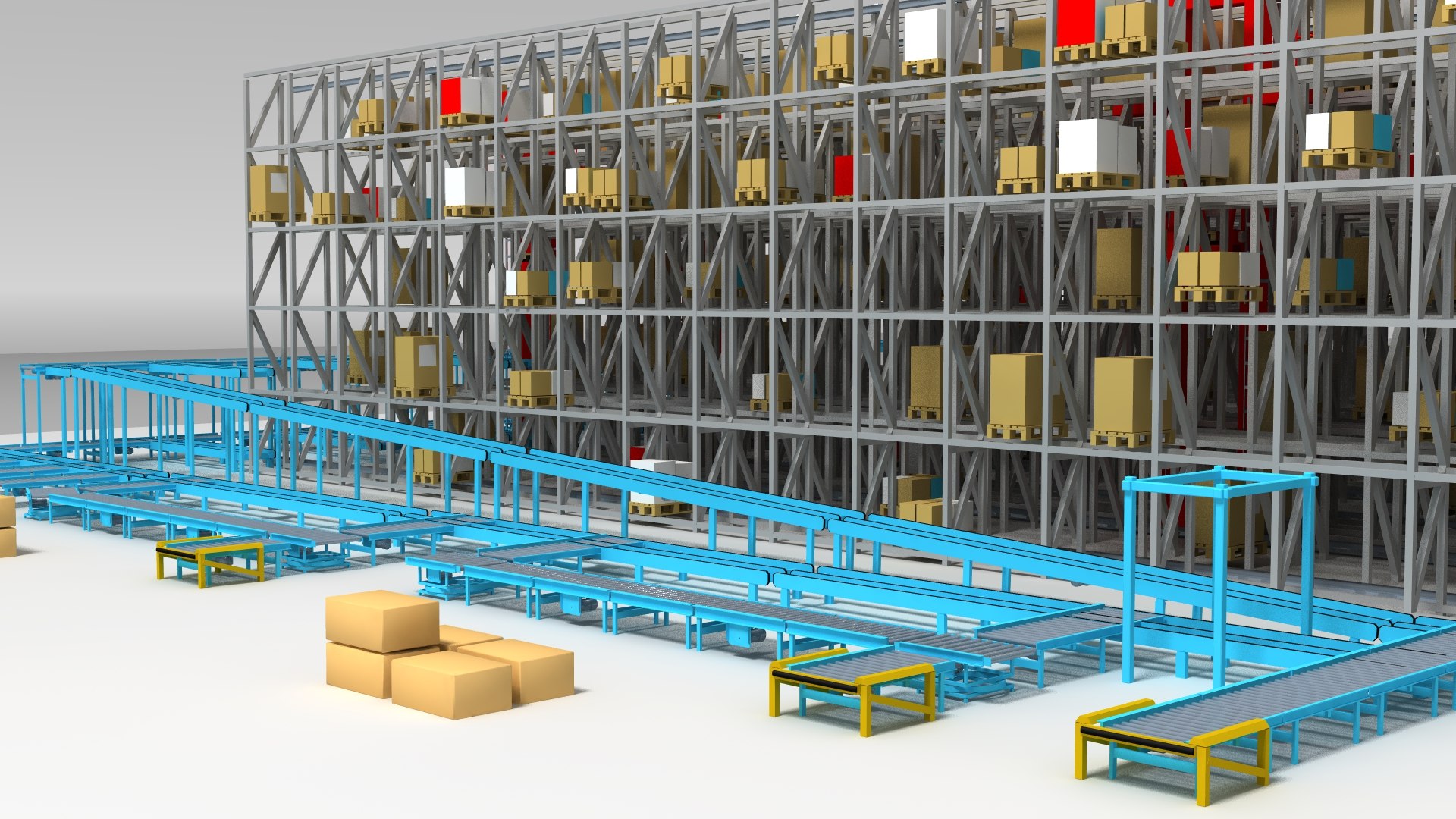 3d Model Warehouse Conveyors Cranes