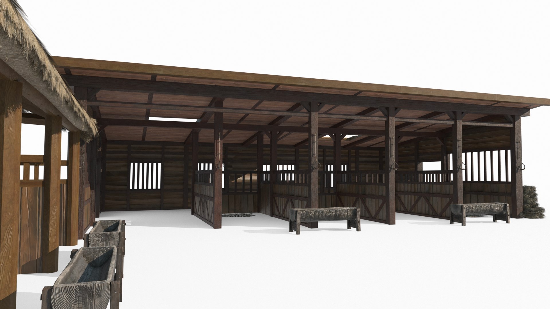 3D Asian Ancient Architecture Stables - TurboSquid 2304699