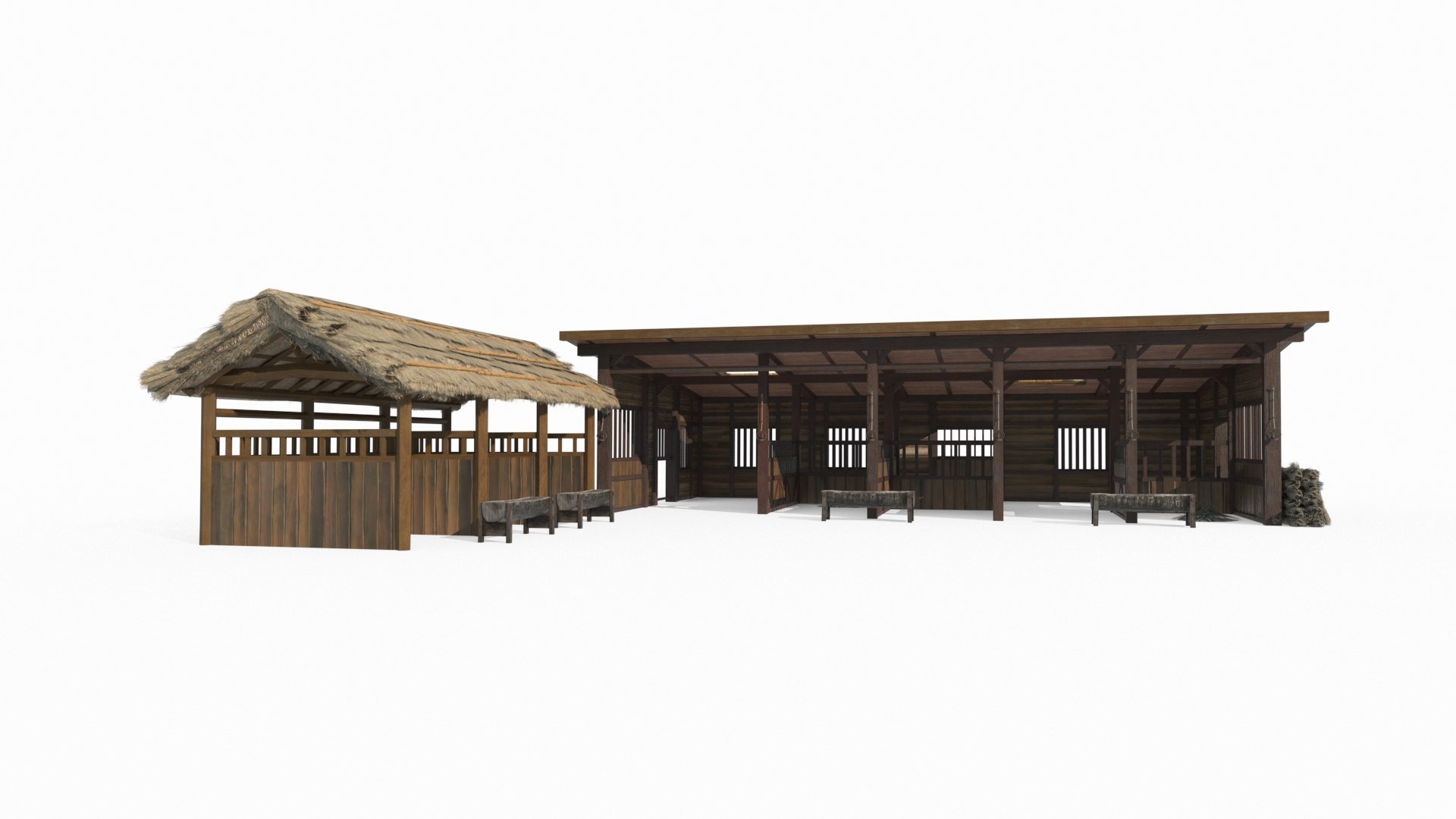 3D Asian Ancient Architecture Stables - TurboSquid 2304699