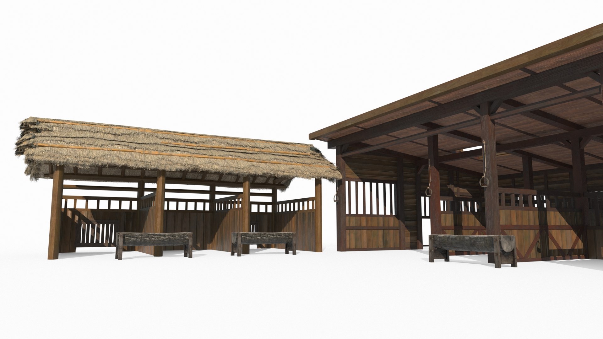 3D Asian Ancient Architecture Stables - TurboSquid 2304699
