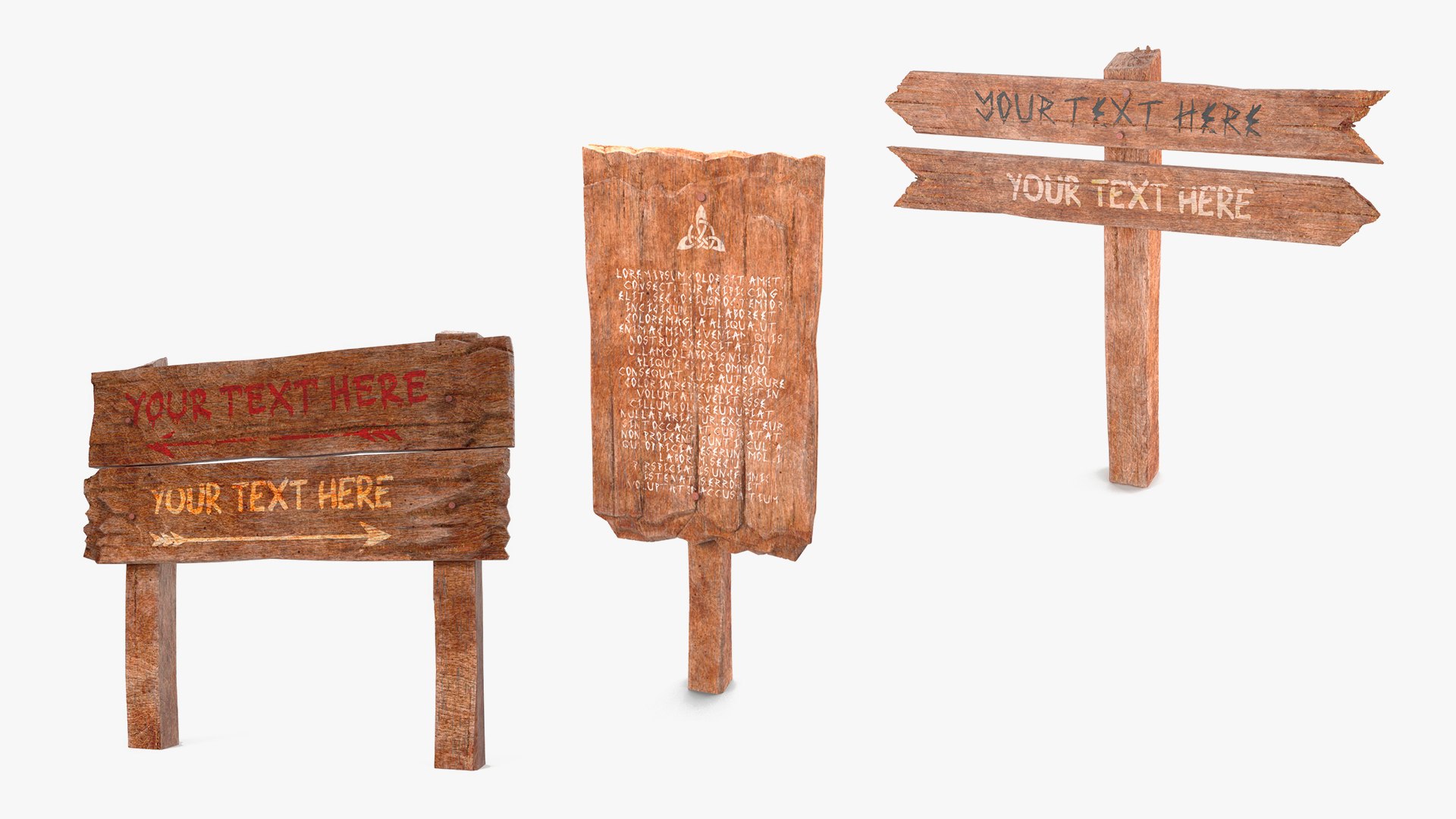 3D Mockup Wooden Sign Boards Collection 4 - TurboSquid 2215832