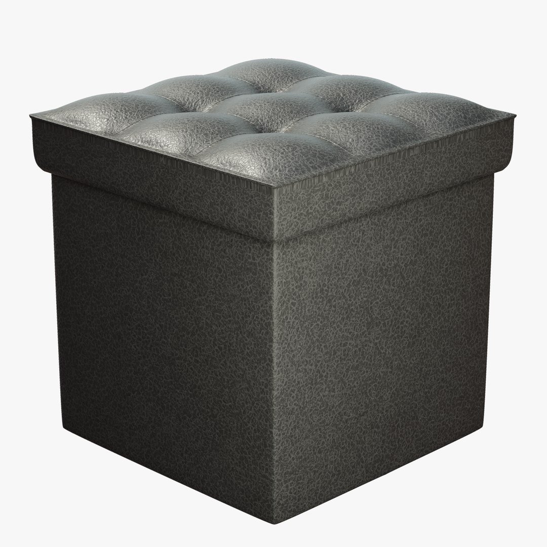 3D Black Leather Storage Pouf - TurboSquid 1510985