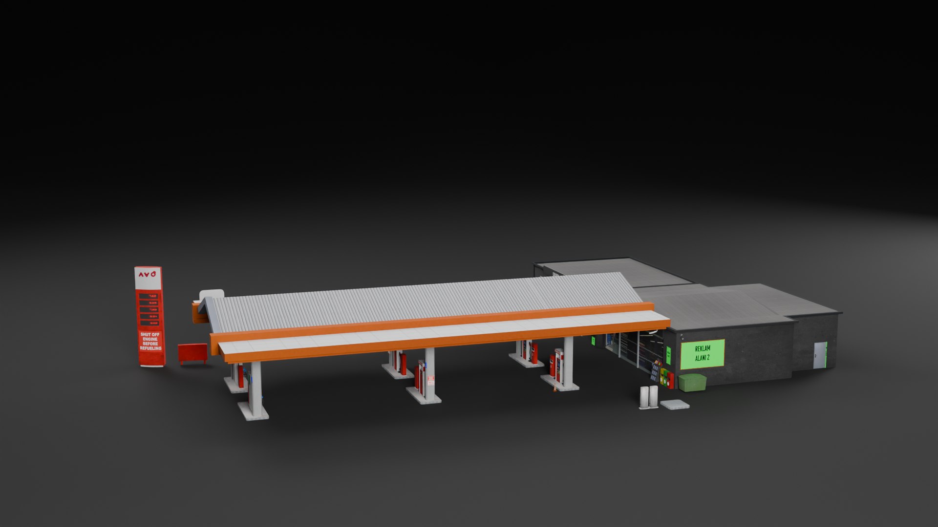 3D Model Low Poly Gas Station Model - TurboSquid 2344158