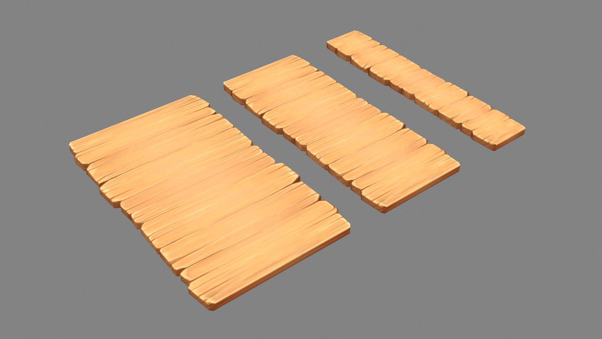 3D Cartoon Planks - Three Wooden Boards - Flat Bridges - TurboSquid 2262084
