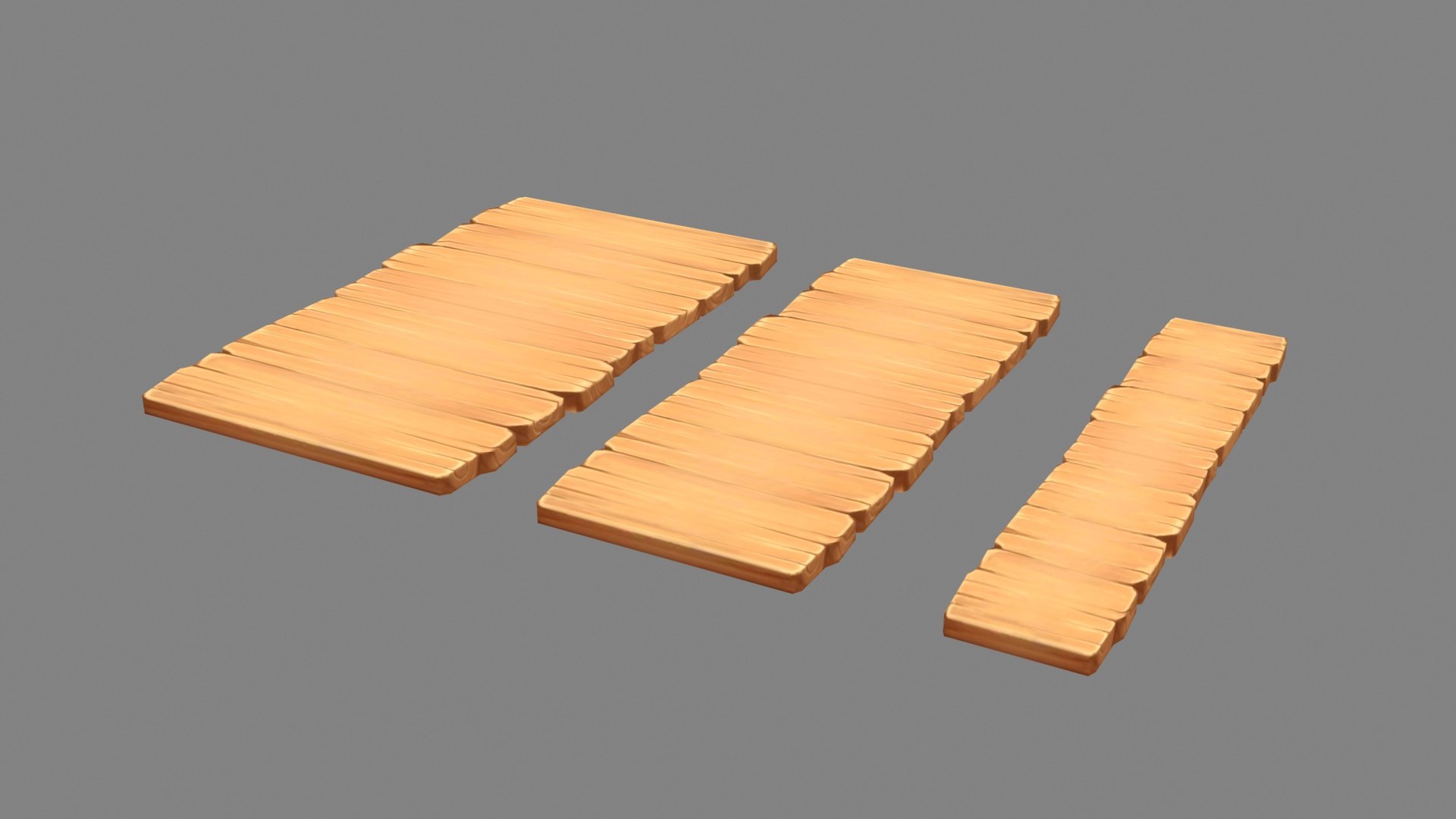 3D Cartoon Planks - Three Wooden Boards - Flat Bridges - TurboSquid 2262084