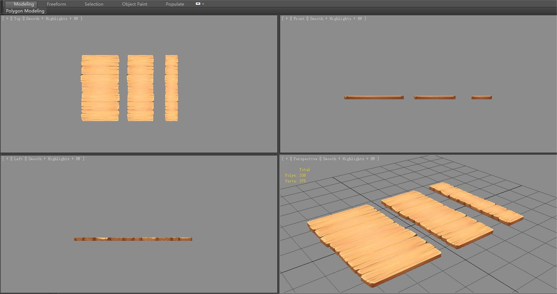 3D Cartoon Planks - Three Wooden Boards - Flat Bridges - TurboSquid 2262084