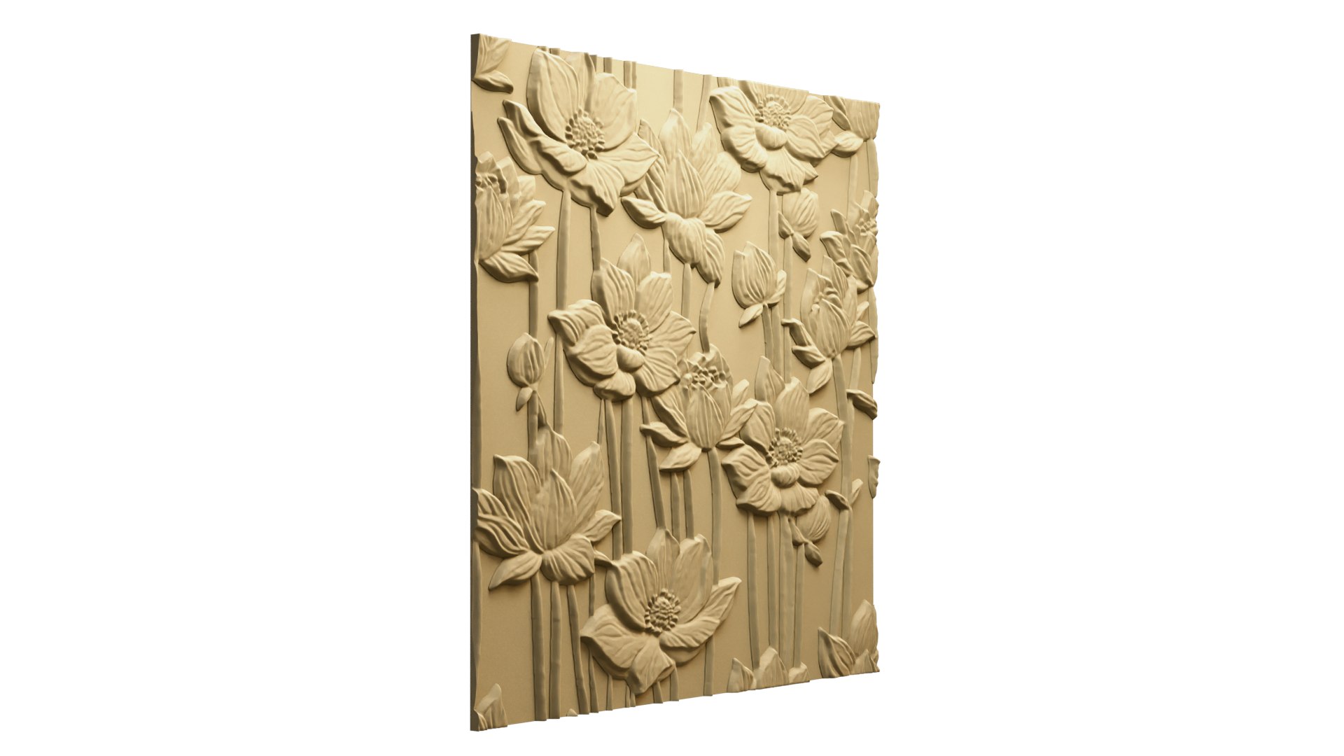 3D Modern Lotus Panel Wall Decor Set Wall Relief Mural CNC 151 ...