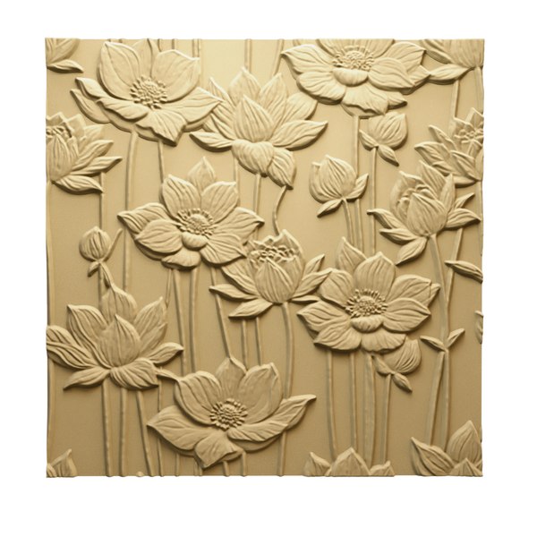 modelo 3d Conjunto de decoración de pared con panel de loto moderno ...