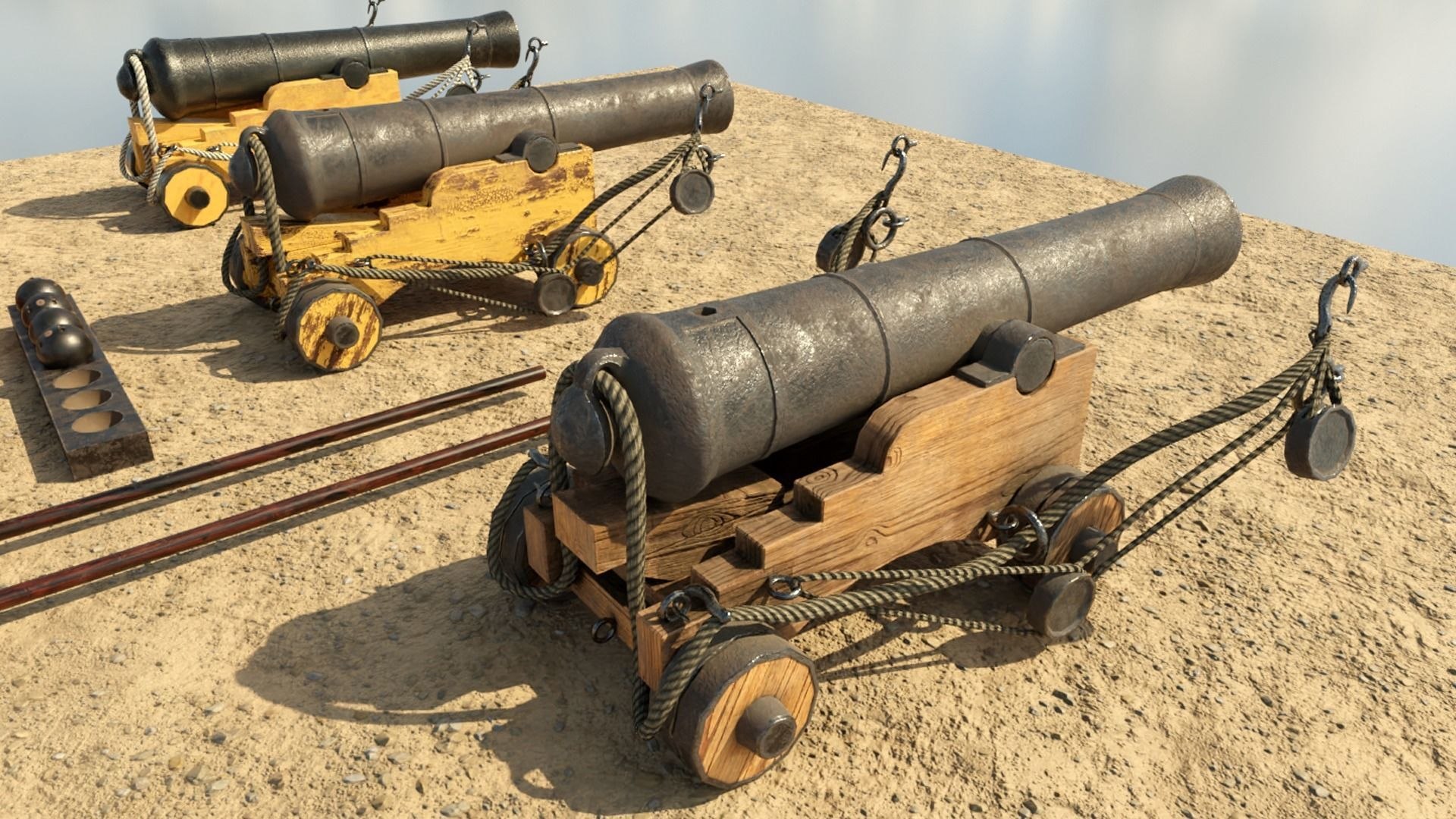 Ship cannons and props 3D model - TurboSquid 2153772