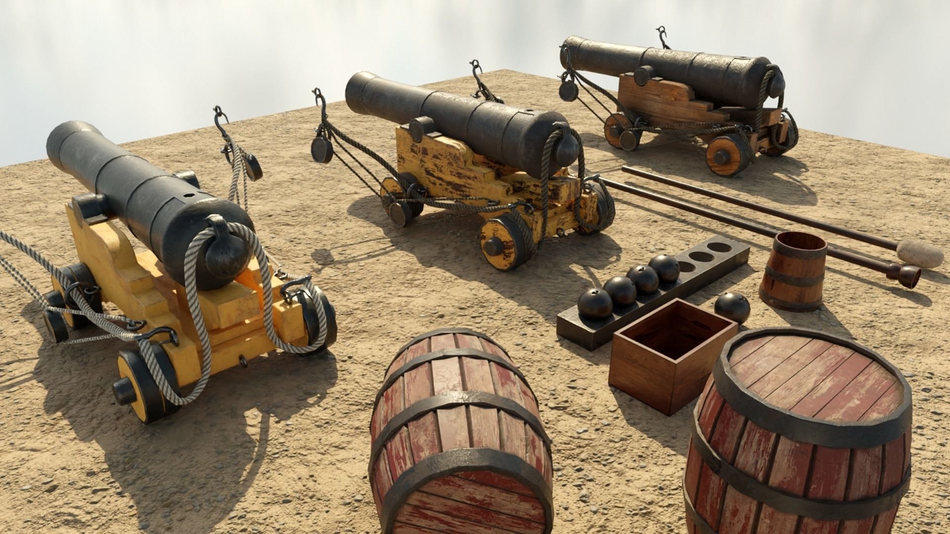 Ship cannons and props 3D model - TurboSquid 2153772