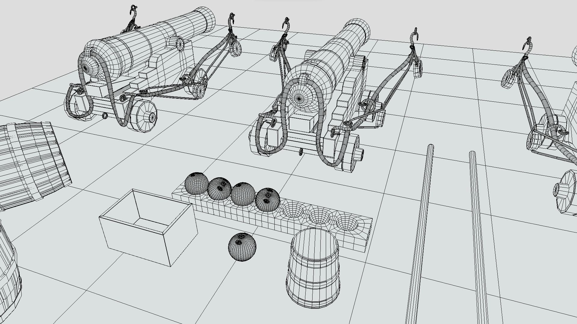 Ship cannons and props 3D model - TurboSquid 2153772