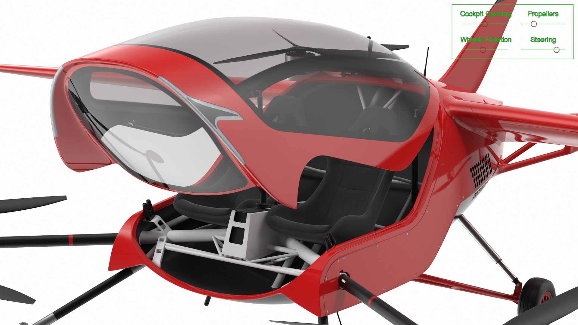 Personal Electric Aircraft Red Rigged 3D - TurboSquid 1996808
