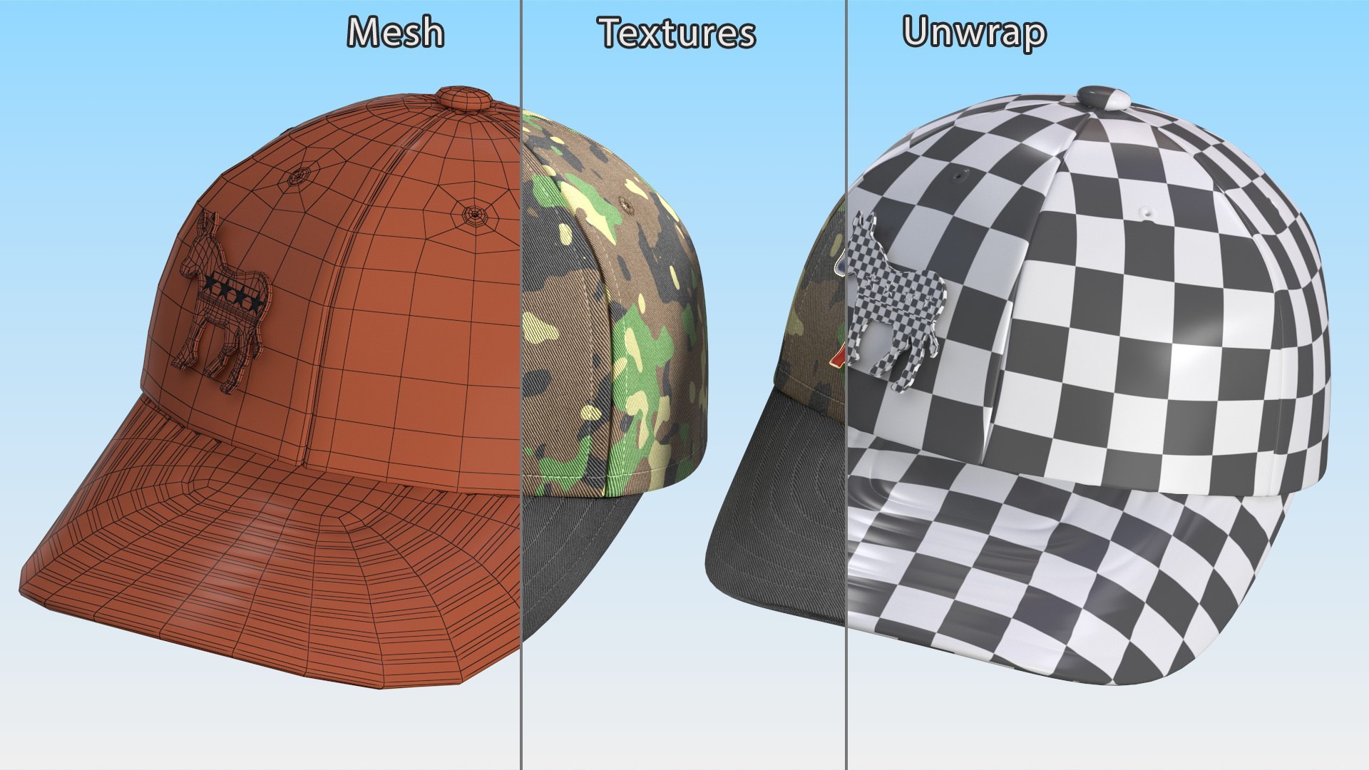 Camouflage Baseball Cap With Democratic Icon 3D Model - TurboSquid 2319399