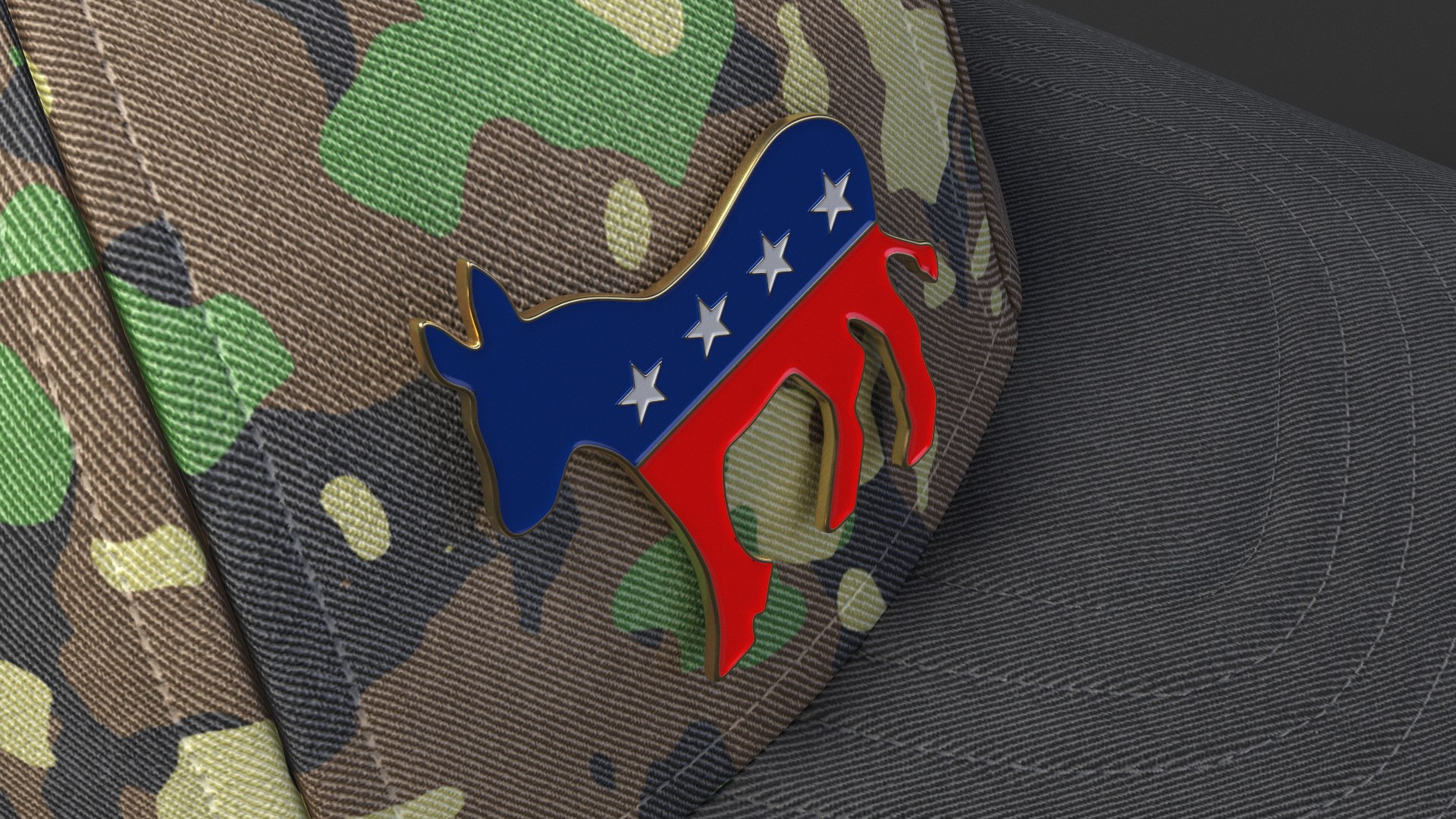 Camouflage Baseball Cap With Democratic Icon 3D Model - TurboSquid 2319399