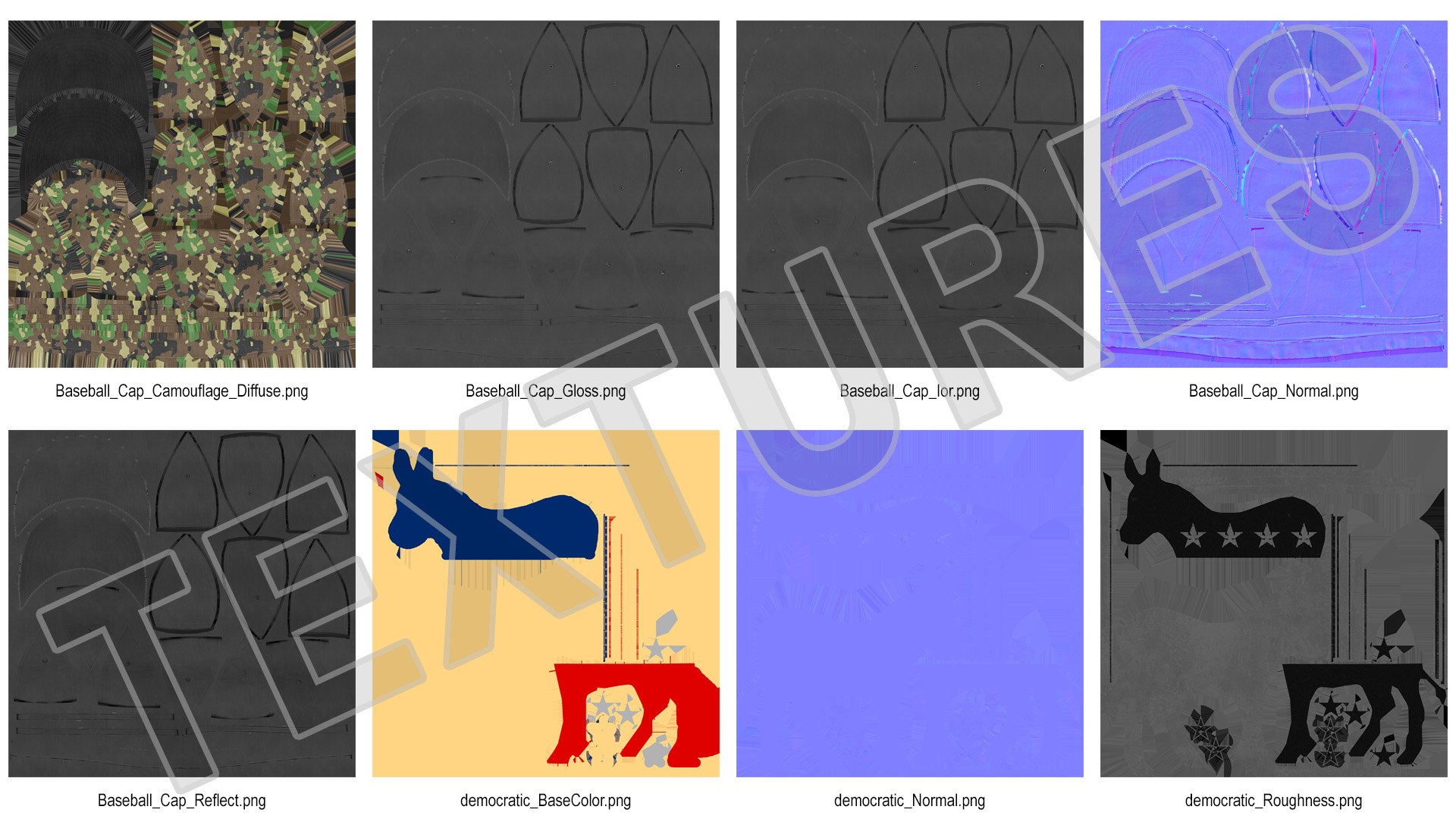 Camouflage Baseball Cap With Democratic Icon 3D Model - TurboSquid 2319399