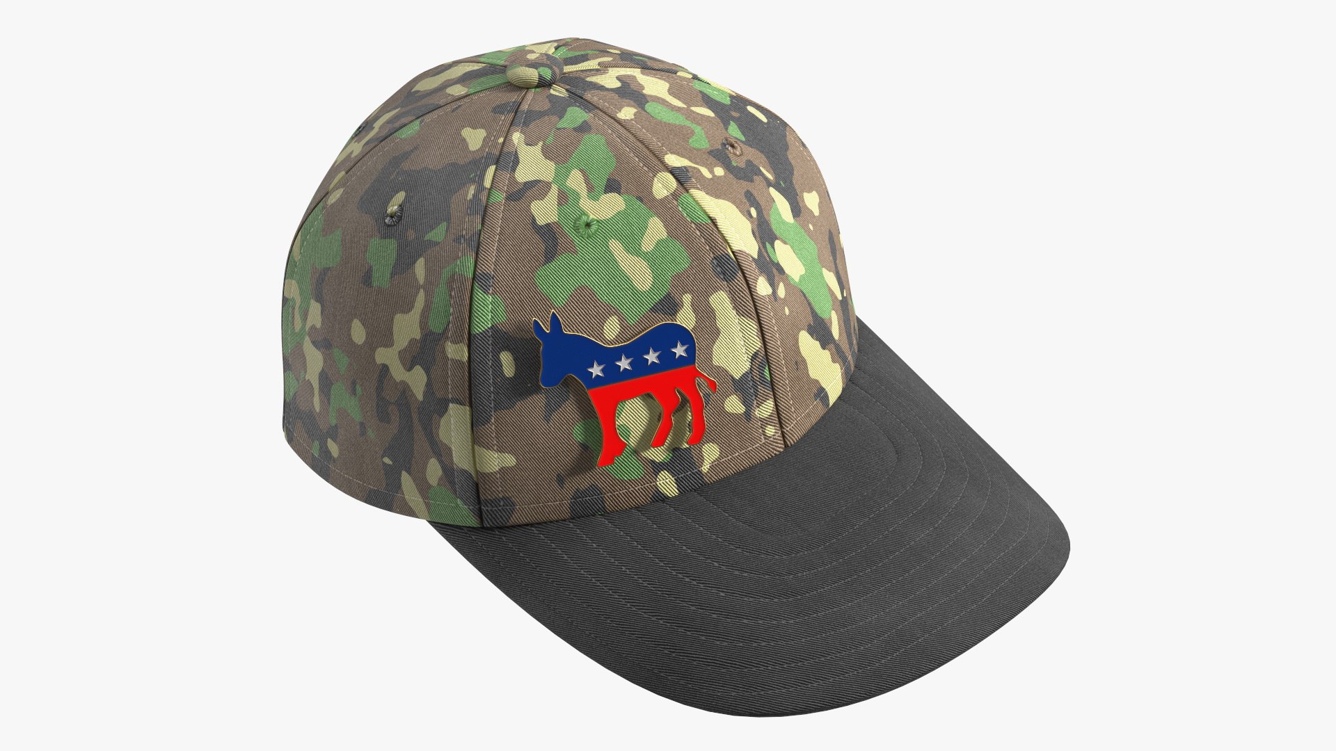Camouflage Baseball Cap With Democratic Icon 3D Model - TurboSquid 2319399