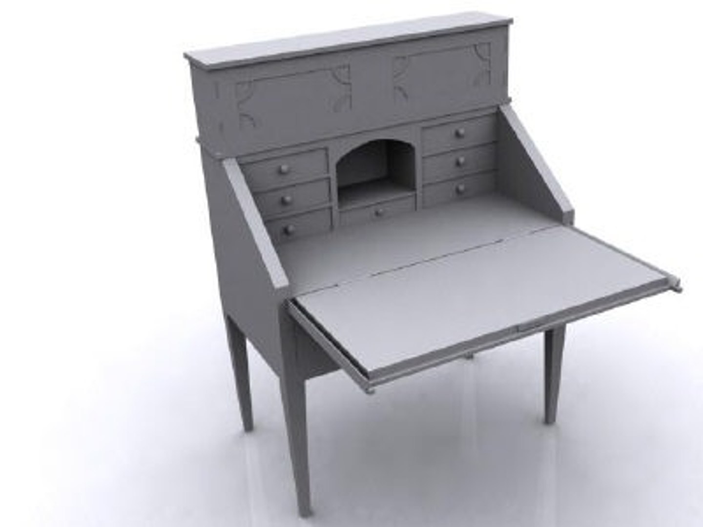 3D Antique Desk Model - TurboSquid 1300356