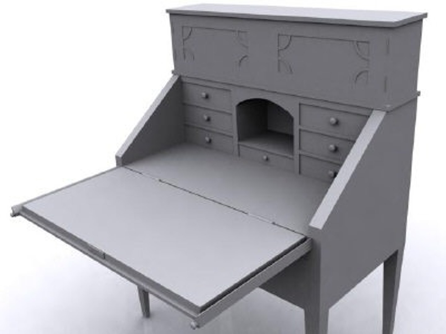 3D Antique Desk Model - TurboSquid 1300356