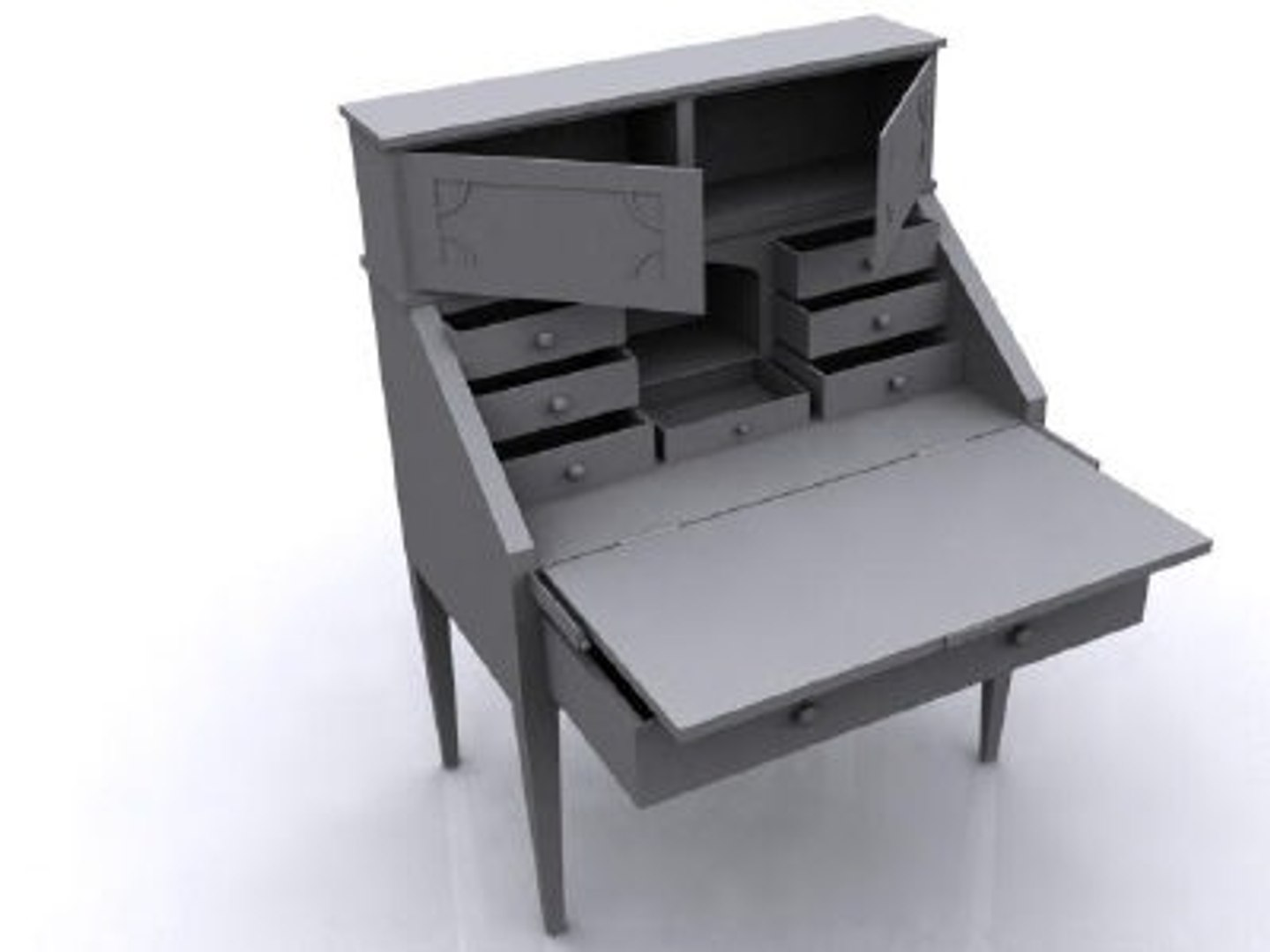 3D Antique Desk Model - TurboSquid 1300356