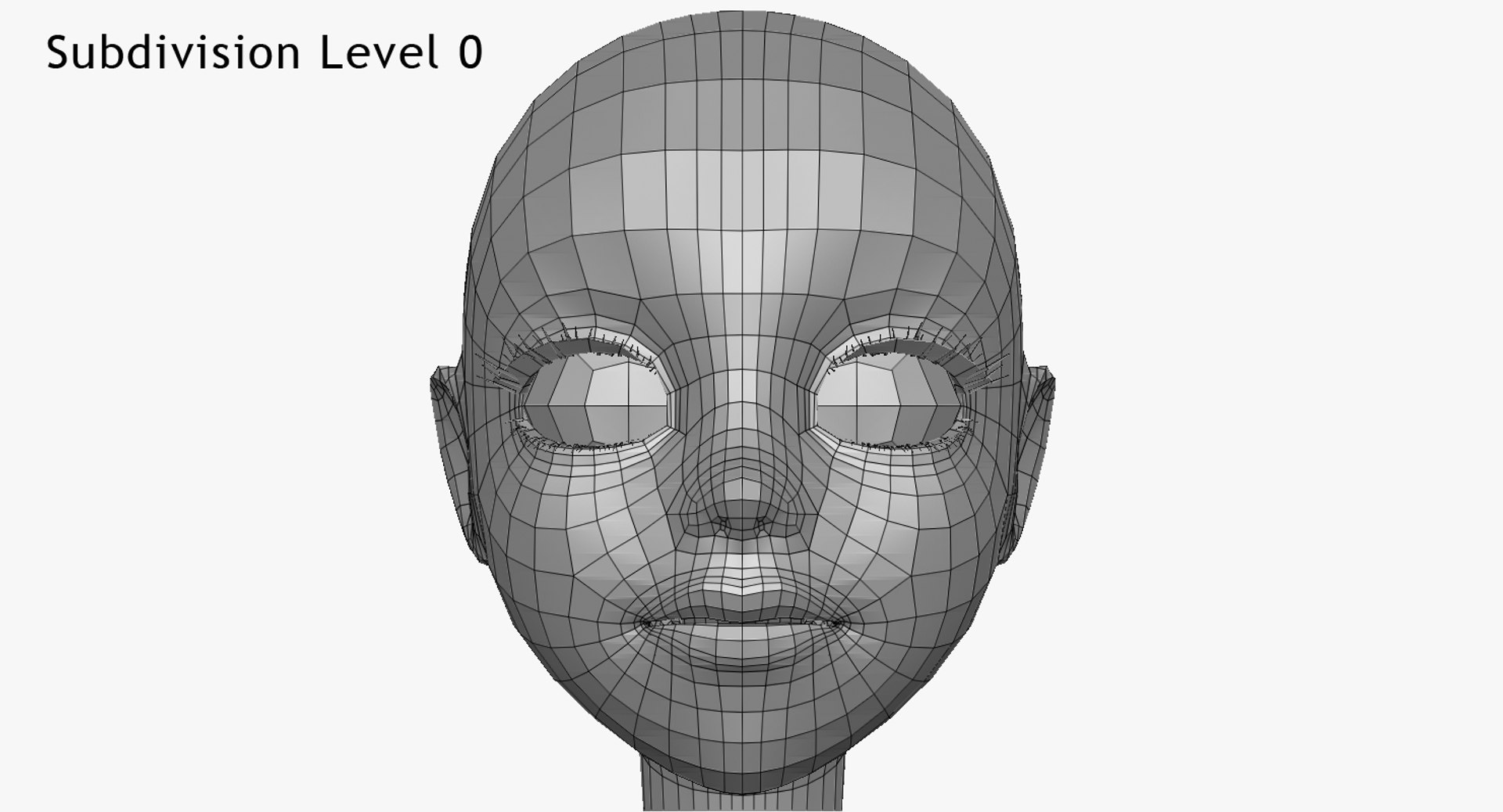 cartoon female head face 3d model