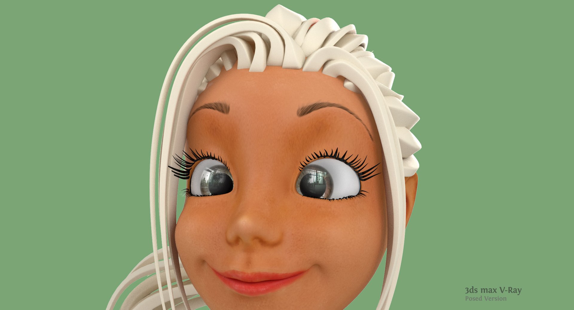 cartoon female head face 3d model