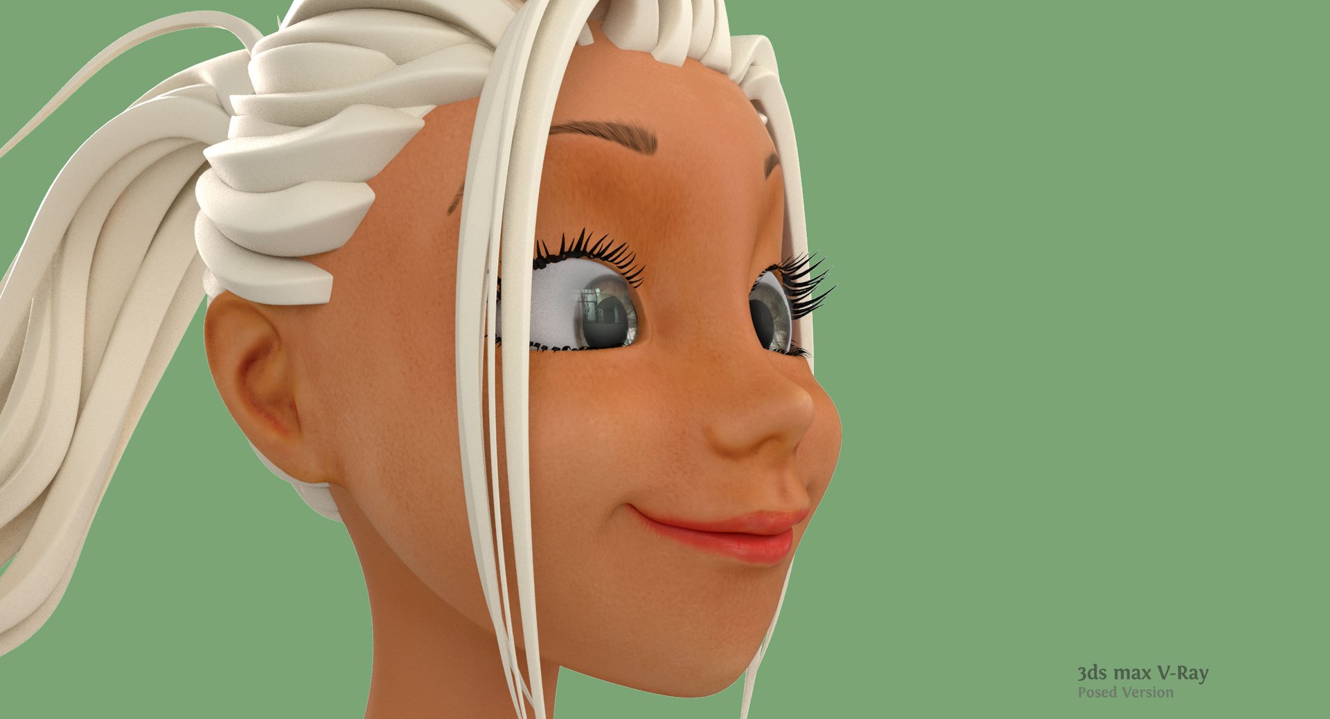 cartoon female head face 3d model