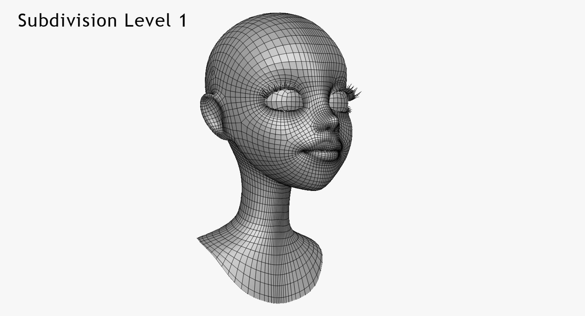 cartoon female head face 3d model