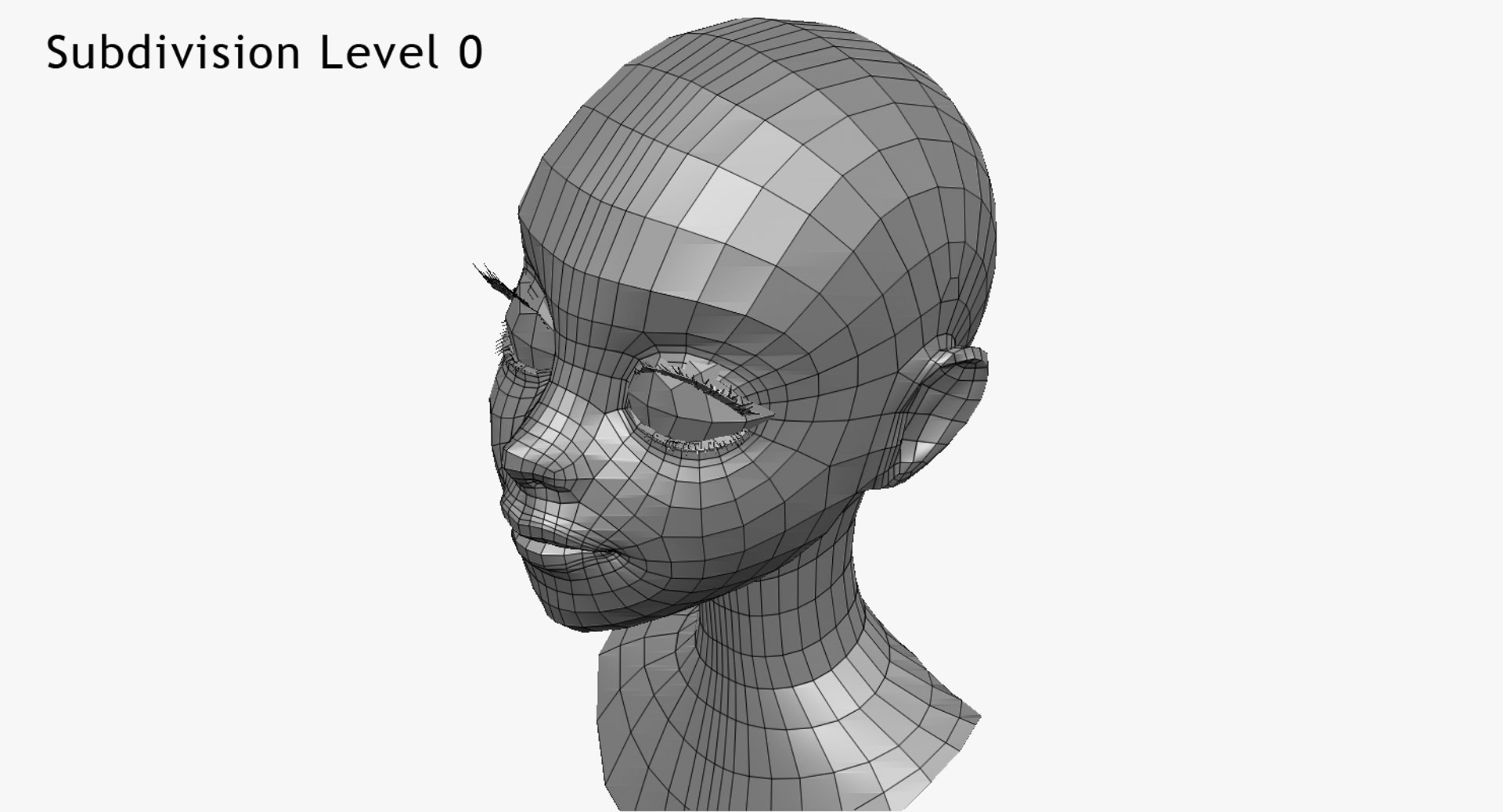 cartoon female head face 3d model