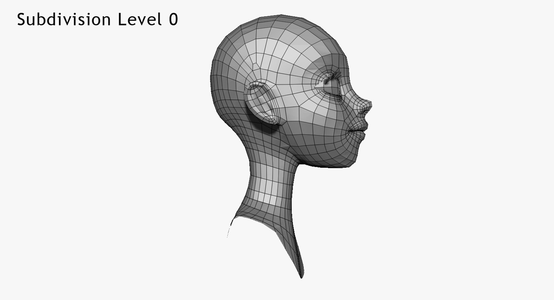 cartoon female head face 3d model